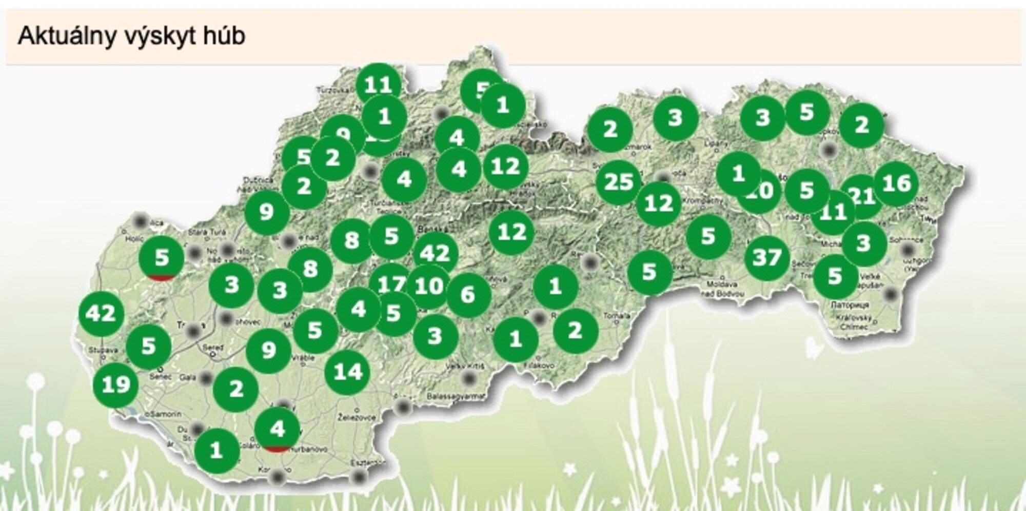Aktuálna mapa húb na Slovensku. Tu všade hlásia plné košíky • Plénum